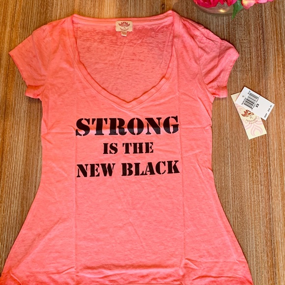 Pink Lotus | Tops | Nwtpink Lotus Strong Is The New Black Yoga Tee ...